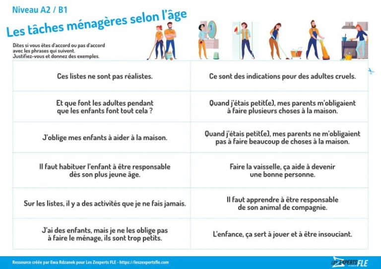 Discutons les tâches ménagères en classe de FLE - Les Zexperts FLE