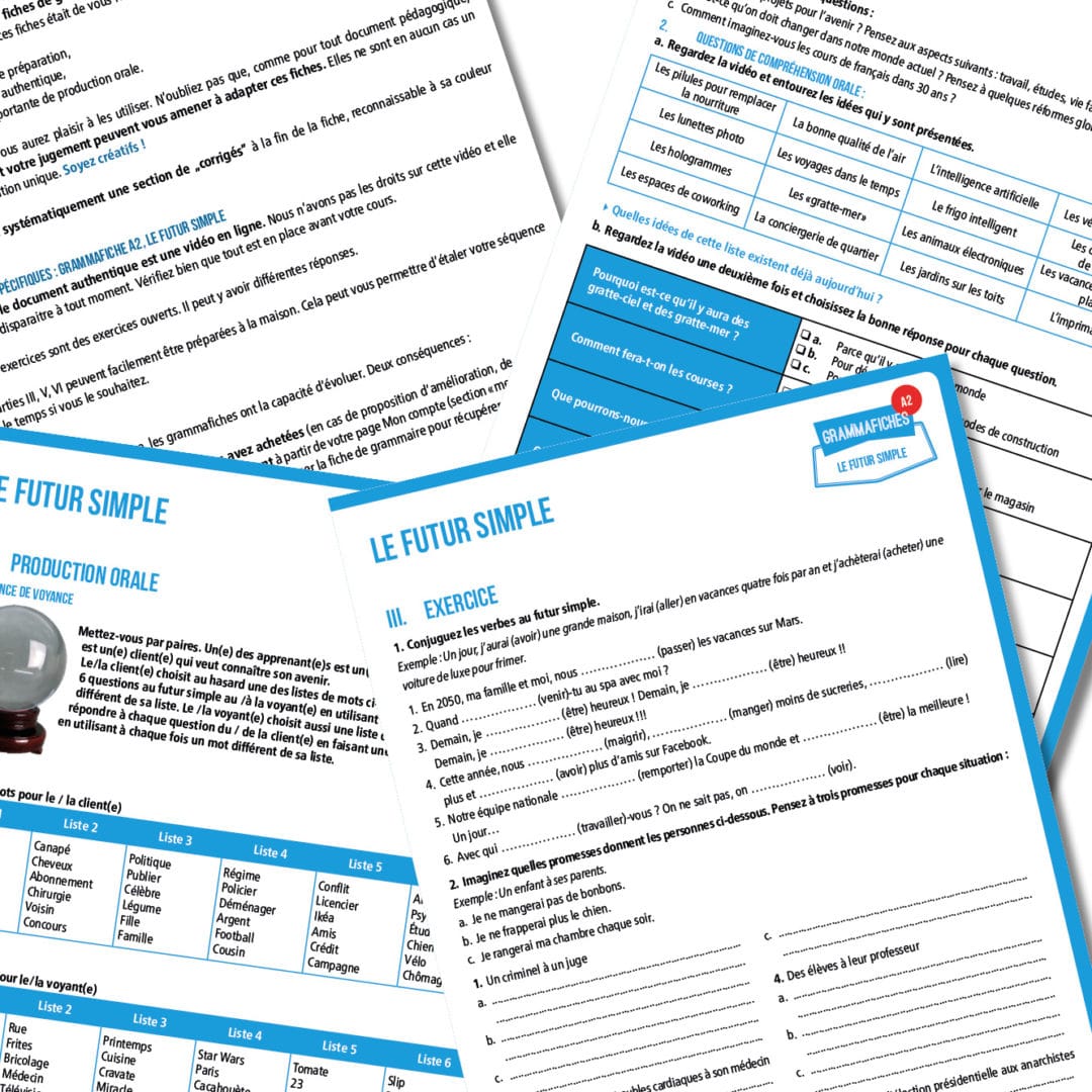 Fiche de grammaire FLE : le futur simple A2 - Les Zexperts FLE