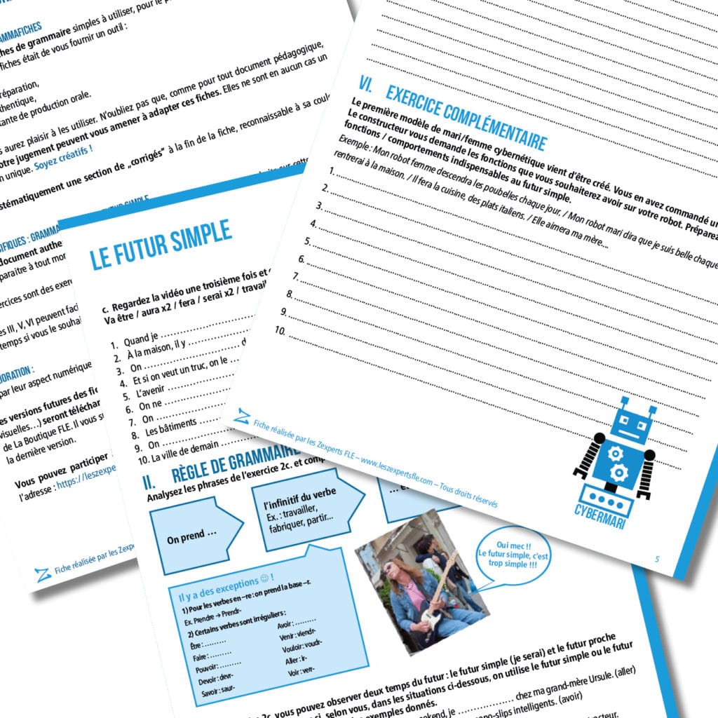 Fiche de grammaire FLE : le futur simple A2 - Les Zexperts FLE