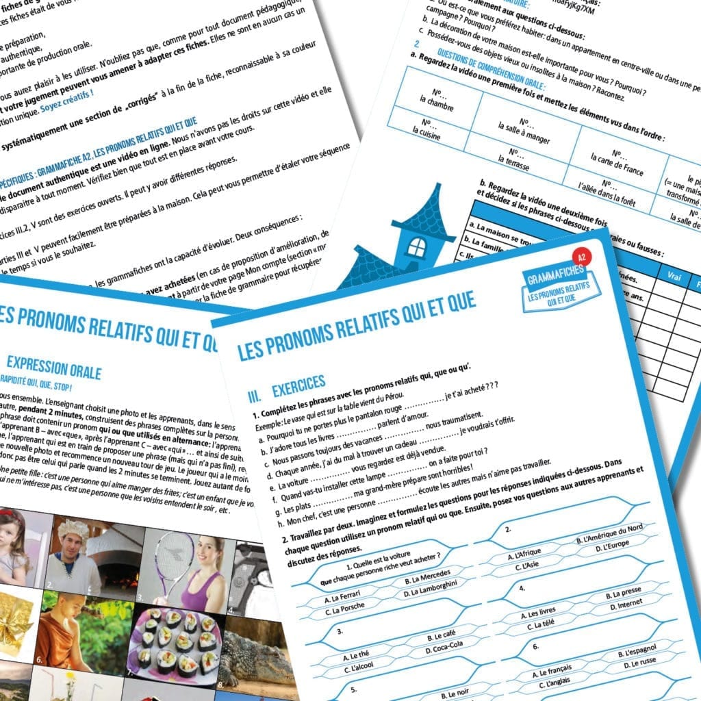 Fiche de grammaire FLE : Les pronoms relatifs qui et que A2 - Les ...