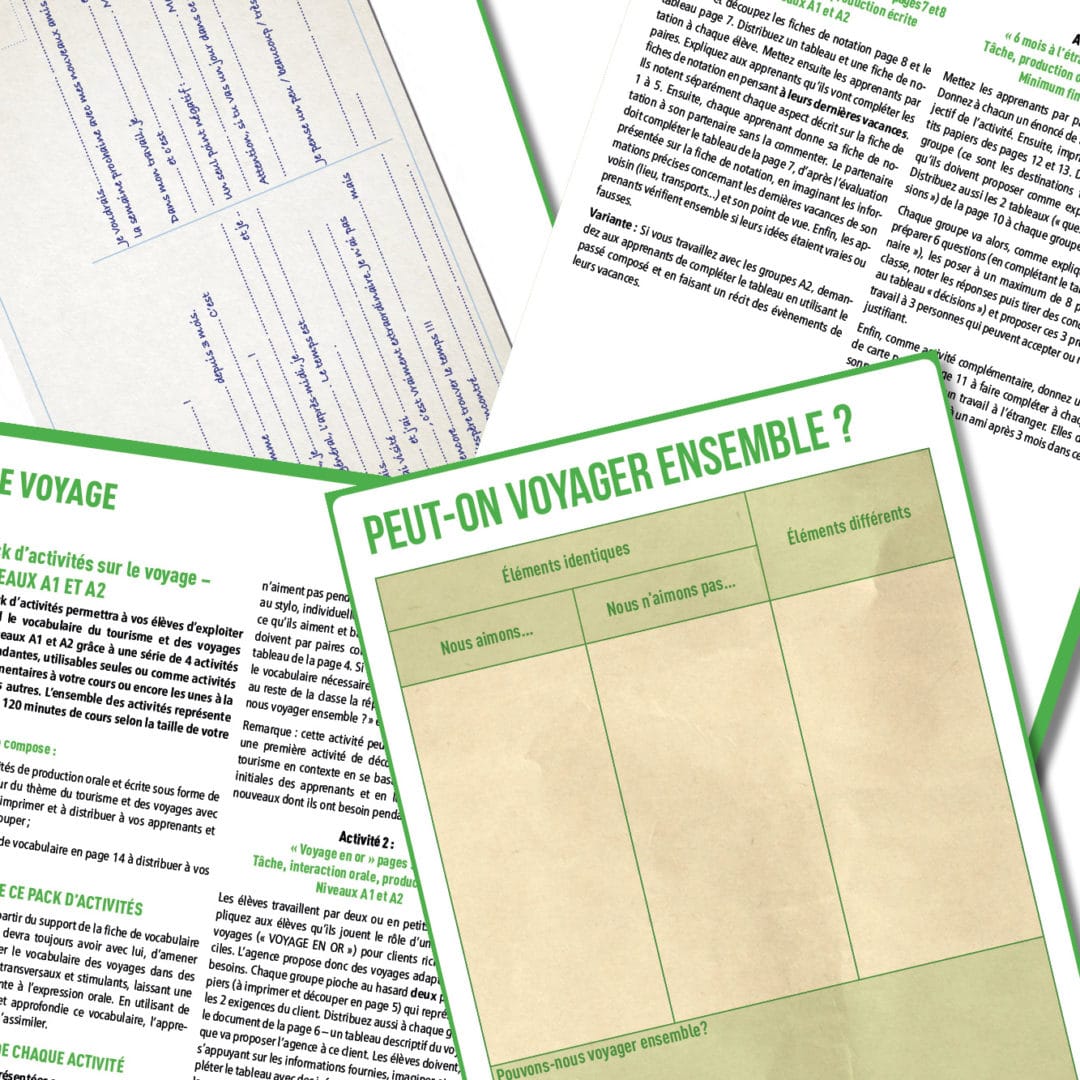 Tâche FLE : les voyages et le tourisme A1-A2 - Les Zexperts FLE