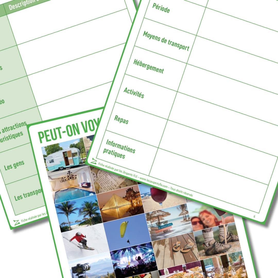 Tâche FLE : les voyages et le tourisme A1-A2 - Les Zexperts FLE