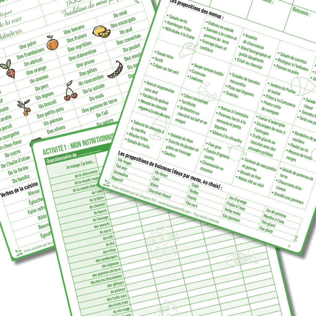 Tâche FLE : l'alimentation A1-A2 - Les Zexperts FLE