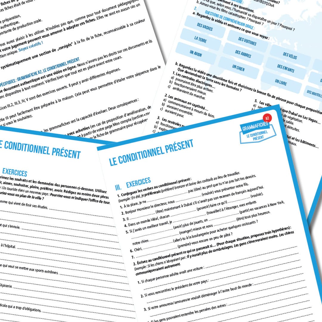 Fiche de grammaire FLE : le conditionnel présent A2 - Les Zexperts FLE