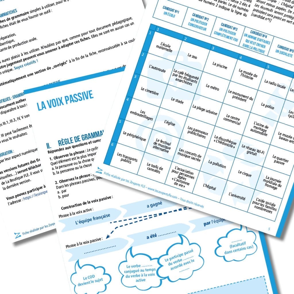 Fiche de grammaire FLE : la voix passive A2 - Les Zexperts FLE