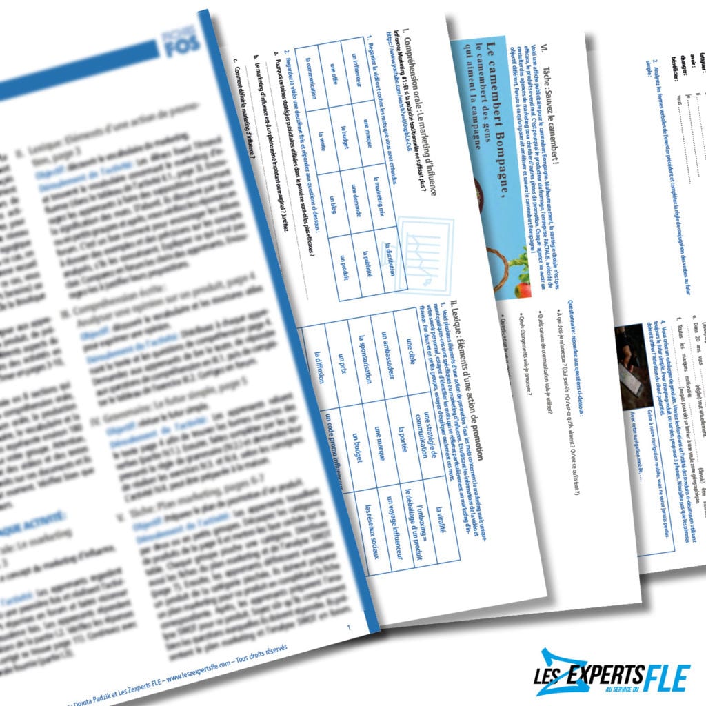 Fiches FOS : Le marketing A2 - Les Zexperts FLE