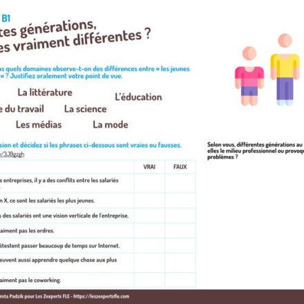 Ressources FLE sur les Générations - Les Zexperts FLE