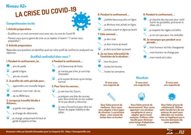 La crise du Covid-19 (A2-B2) - Les Zexperts FLE