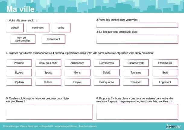 Décrire sa ville en FLE (A2 et +) - Les Zexperts FLE