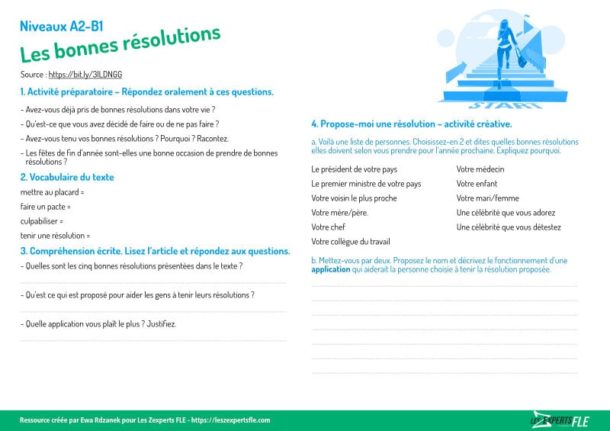 Parler des bonnes résolutions (A2/B1) - Les Zexperts FLE