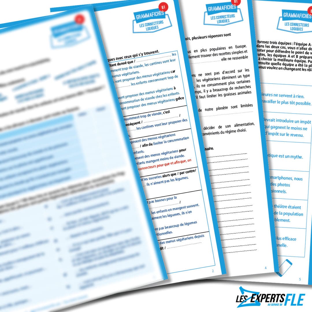 Fiche de grammaire FLE : les connecteurs logiques A2-B1 - Les Zexperts FLE