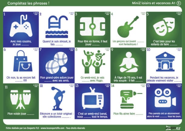 Cours de FLE 23 : parler des loisirs - Les Zexperts FLE