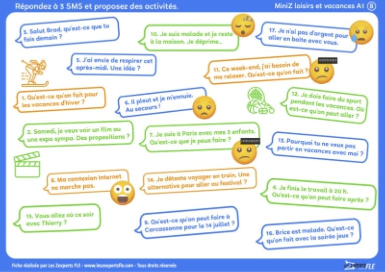 Cours de FLE 25 : SMS quotidiens - Les Zexperts FLE