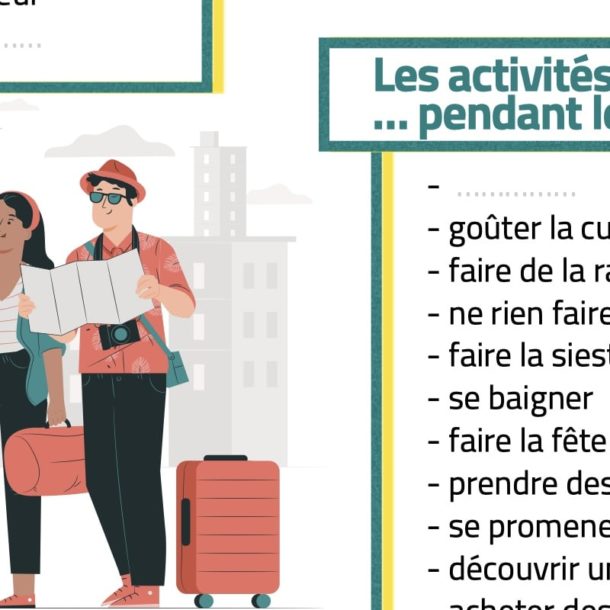 Fiche de vocabulaire FLE sur le tourisme niveau A2 - Les Zexperts FLE