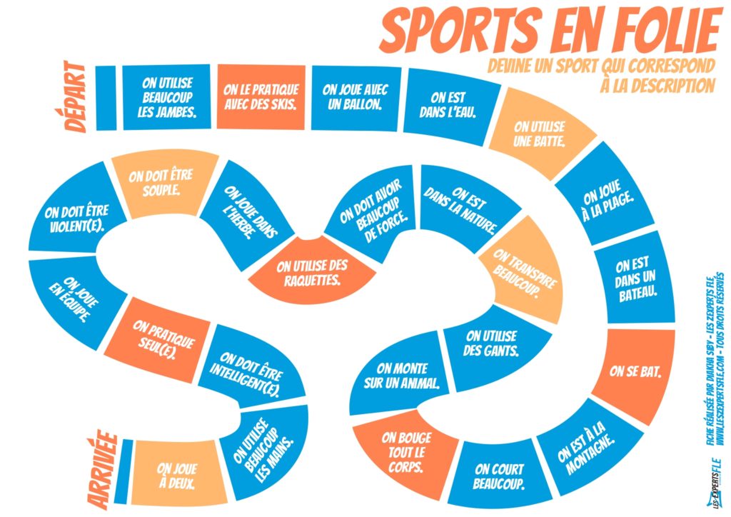 Sports en folie : un jeu pour réviser les sports (A1-A2) - Les Zexperts FLE