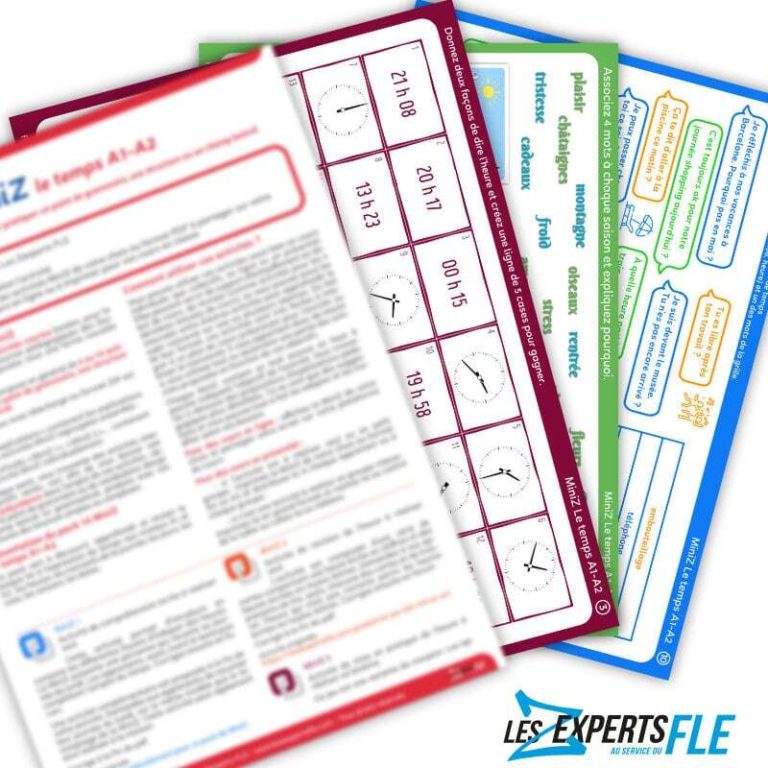 10 activités de vocabulaire FLE sur le temps A1 - Les Zexperts FLE