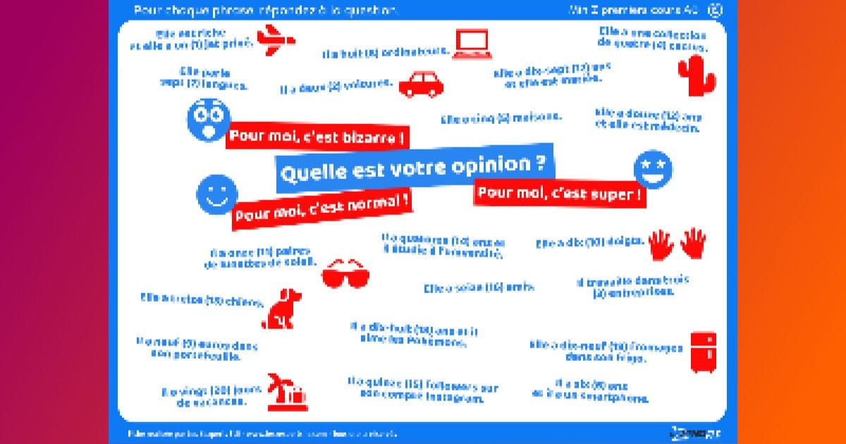 Activité pour débutants 15/35 : découvrir les nombres - Les Zexperts FLE