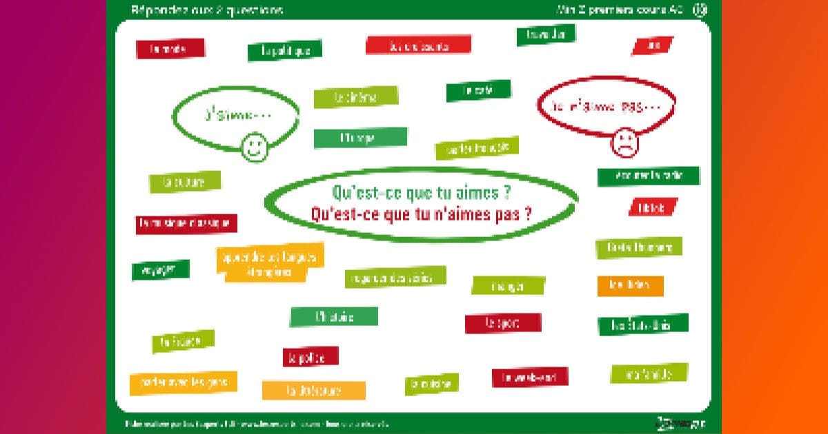 Activité pour débutants FLE 18/35 : exprimer ses goûts - Les Zexperts FLE