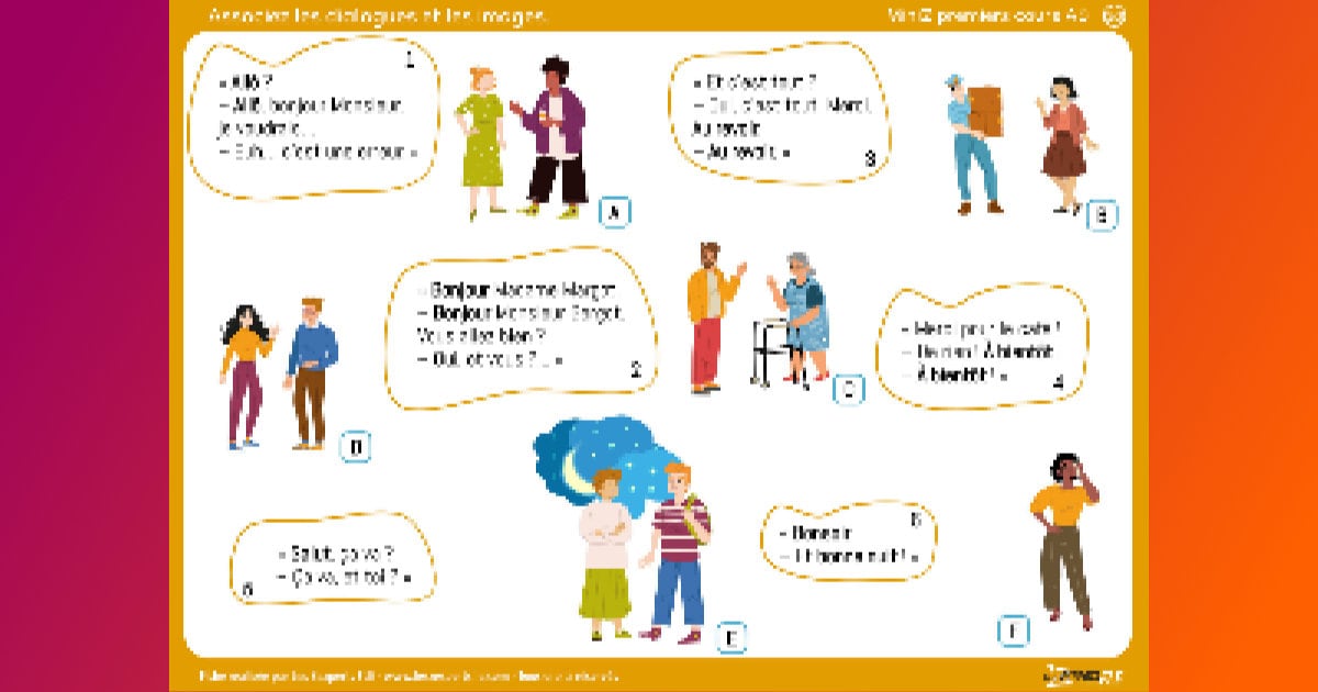 Activité pour débutants FLE 20/35 : les salutations - Les Zexperts FLE