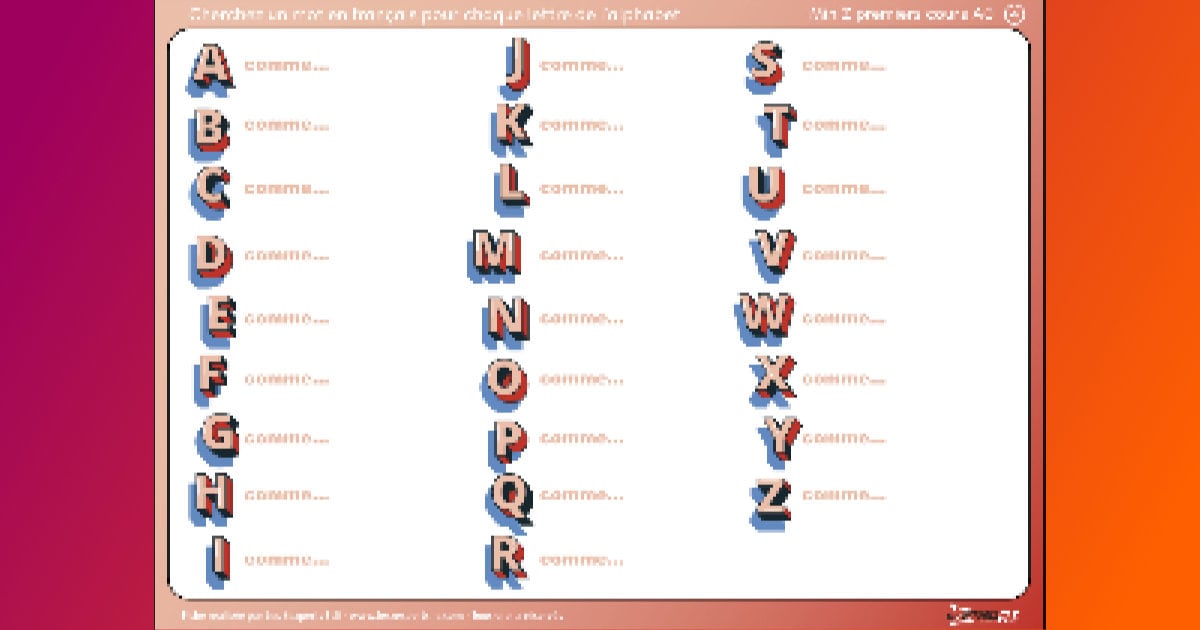 Activité pour débutants 4/35 : manipuler l'alphabet - Les Zexperts FLE