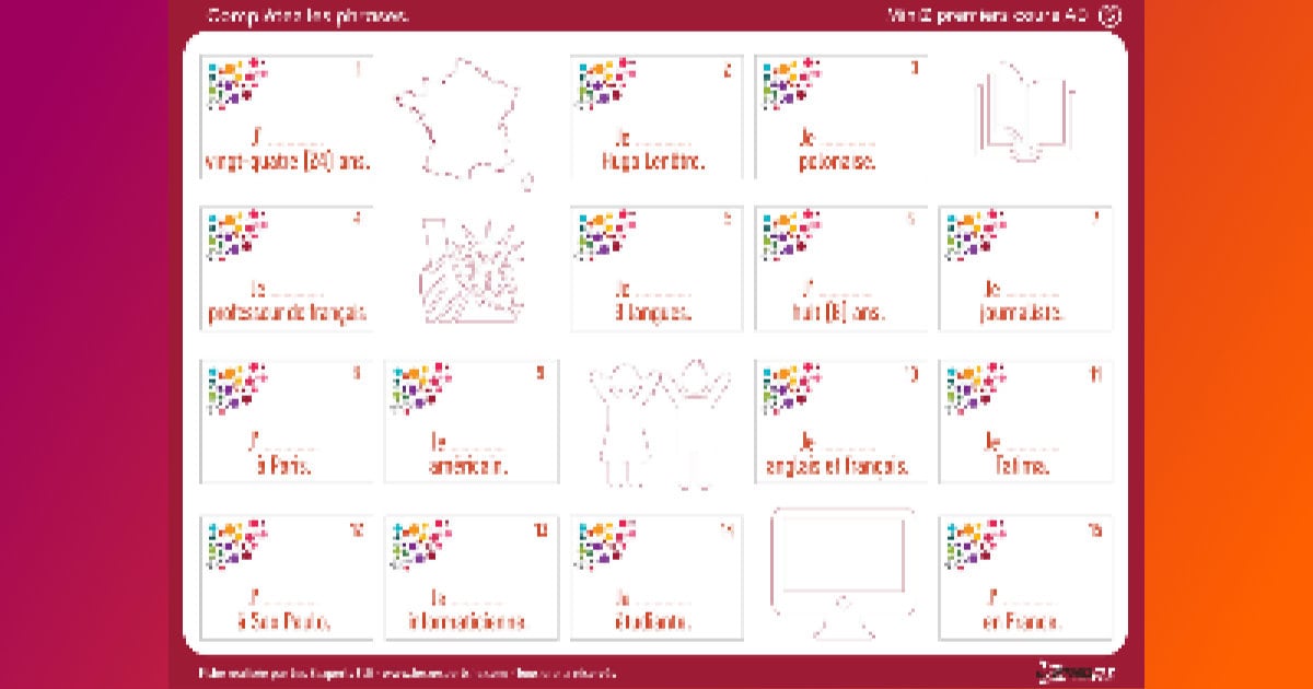 Activité pour débutants 5/35 : réviser la présentation - Les Zexperts FLE