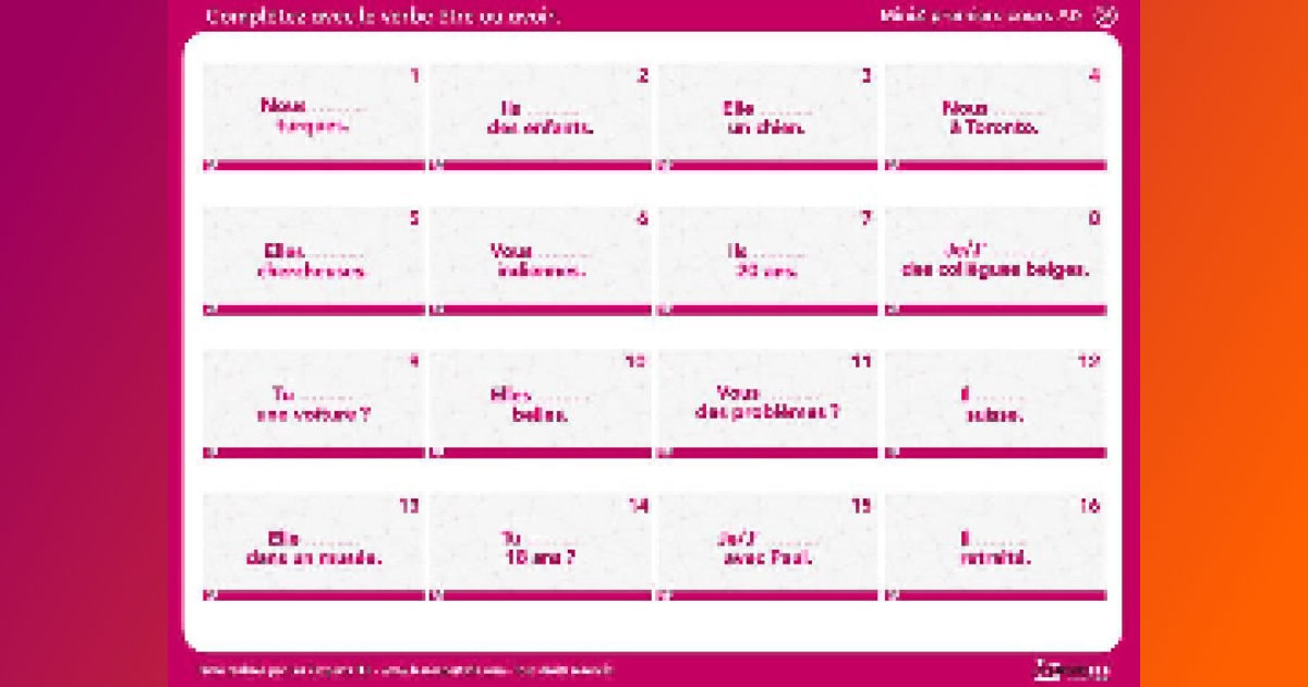 Activité pour débutants FLE 23/35 : différencier être et avoir - Les Zexperts FLE