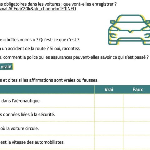 Fiche de vocabulaire FLE sur la voiture B1 - Les Zexperts FLE
