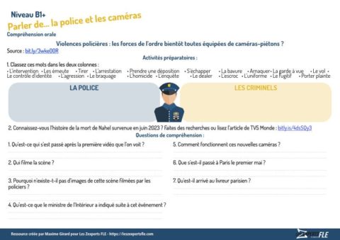 Parler de… la police et les caméras - Les Zexperts FLE